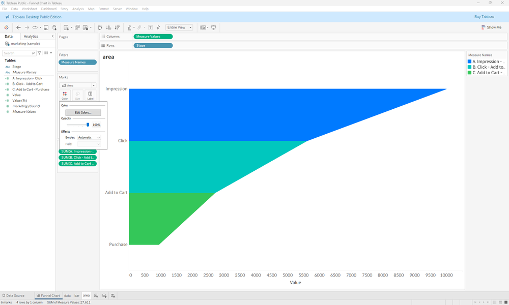 How to Create Funnel Chart in Tableau
