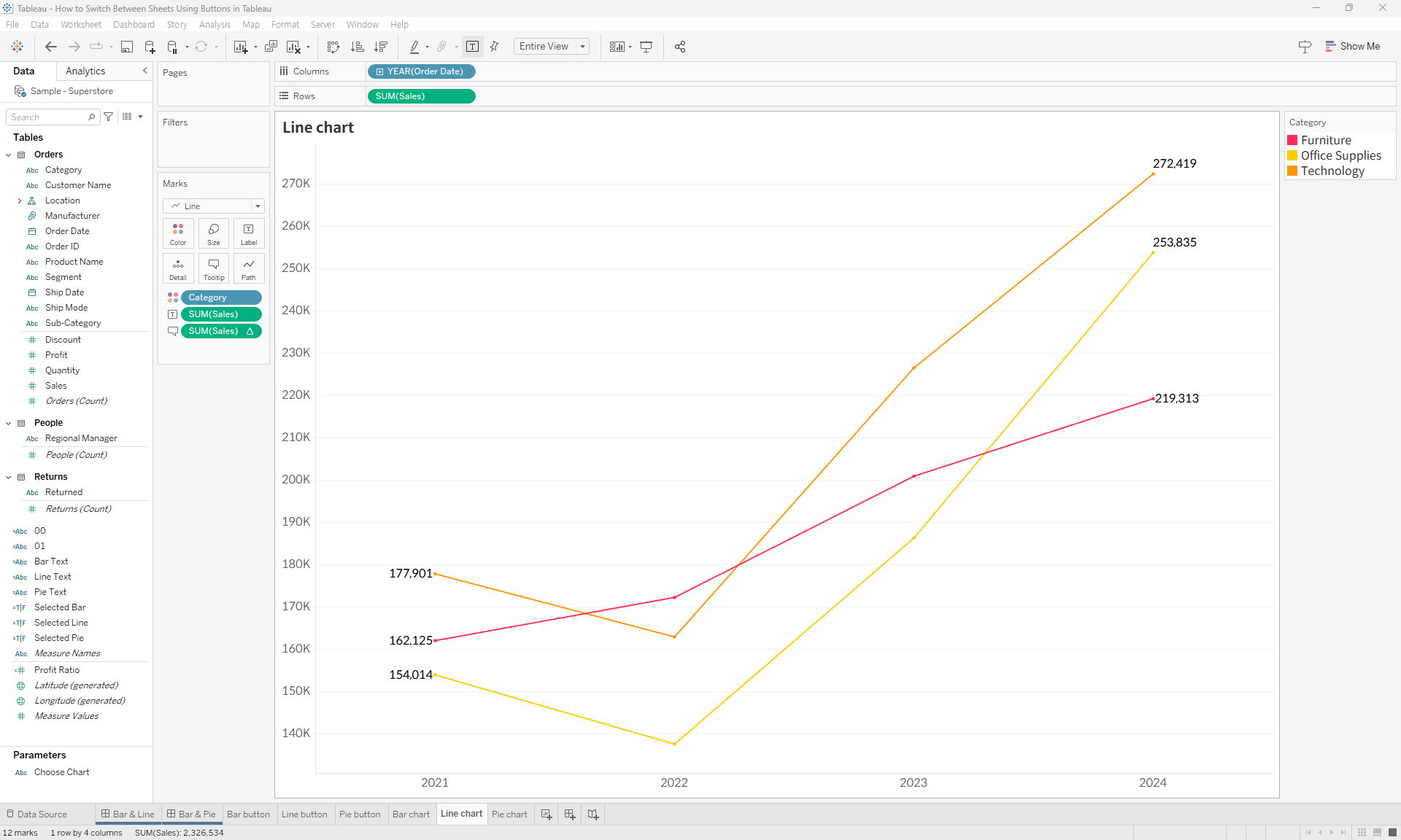 How to Switch Between Sheets Using Buttons in Tableau