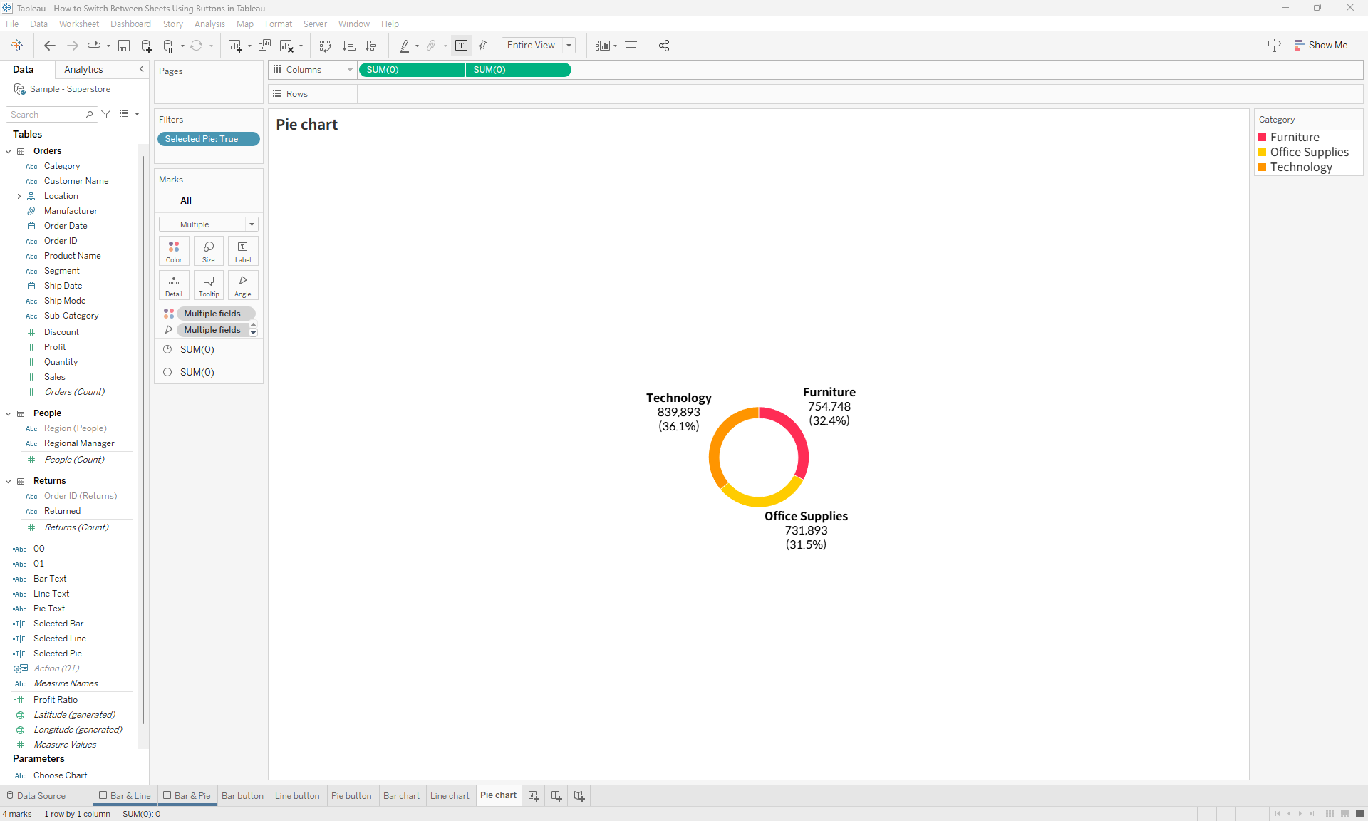 How to Switch Between Sheets Using Buttons in Tableau