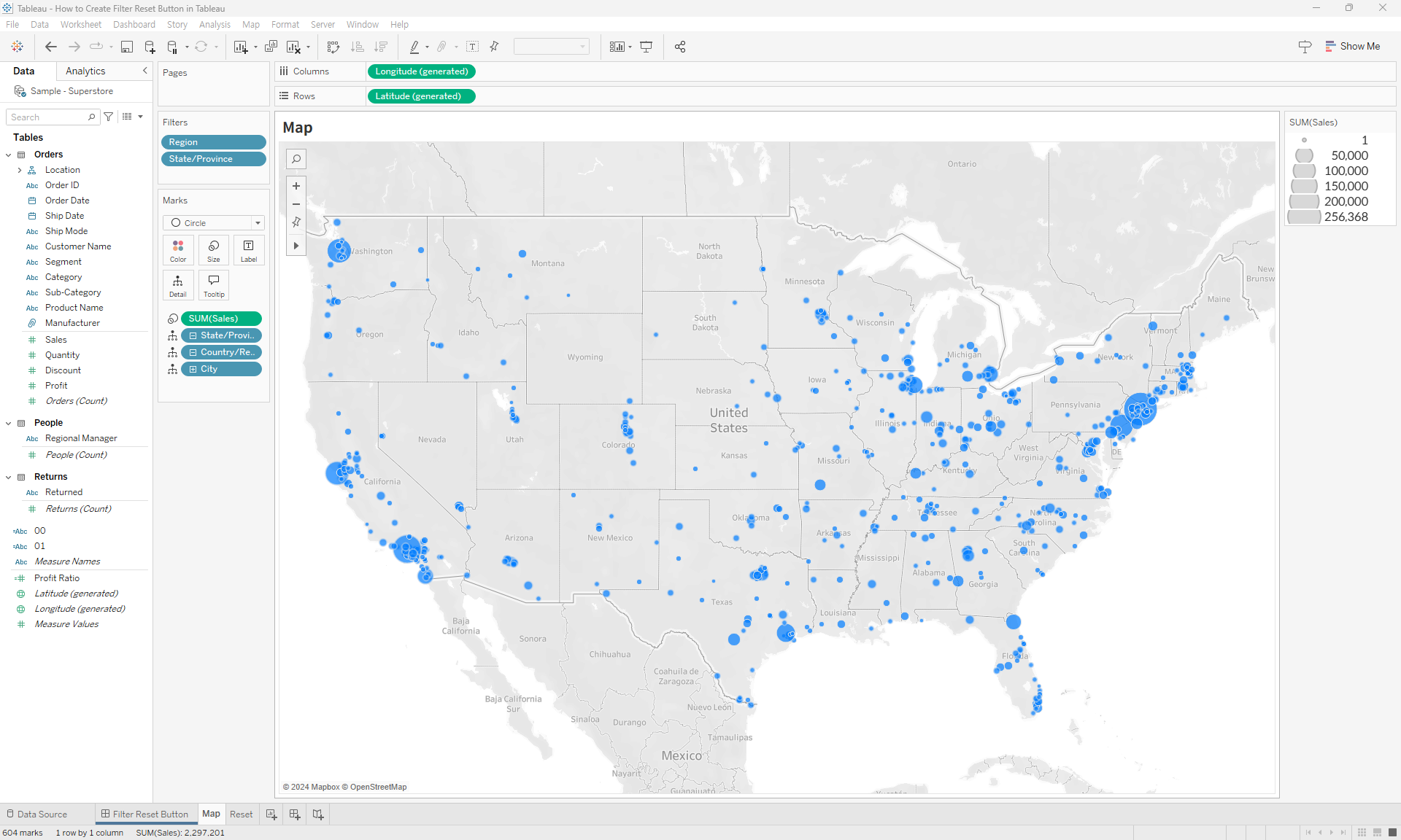 How to Create Filter Reset Button in Tableau