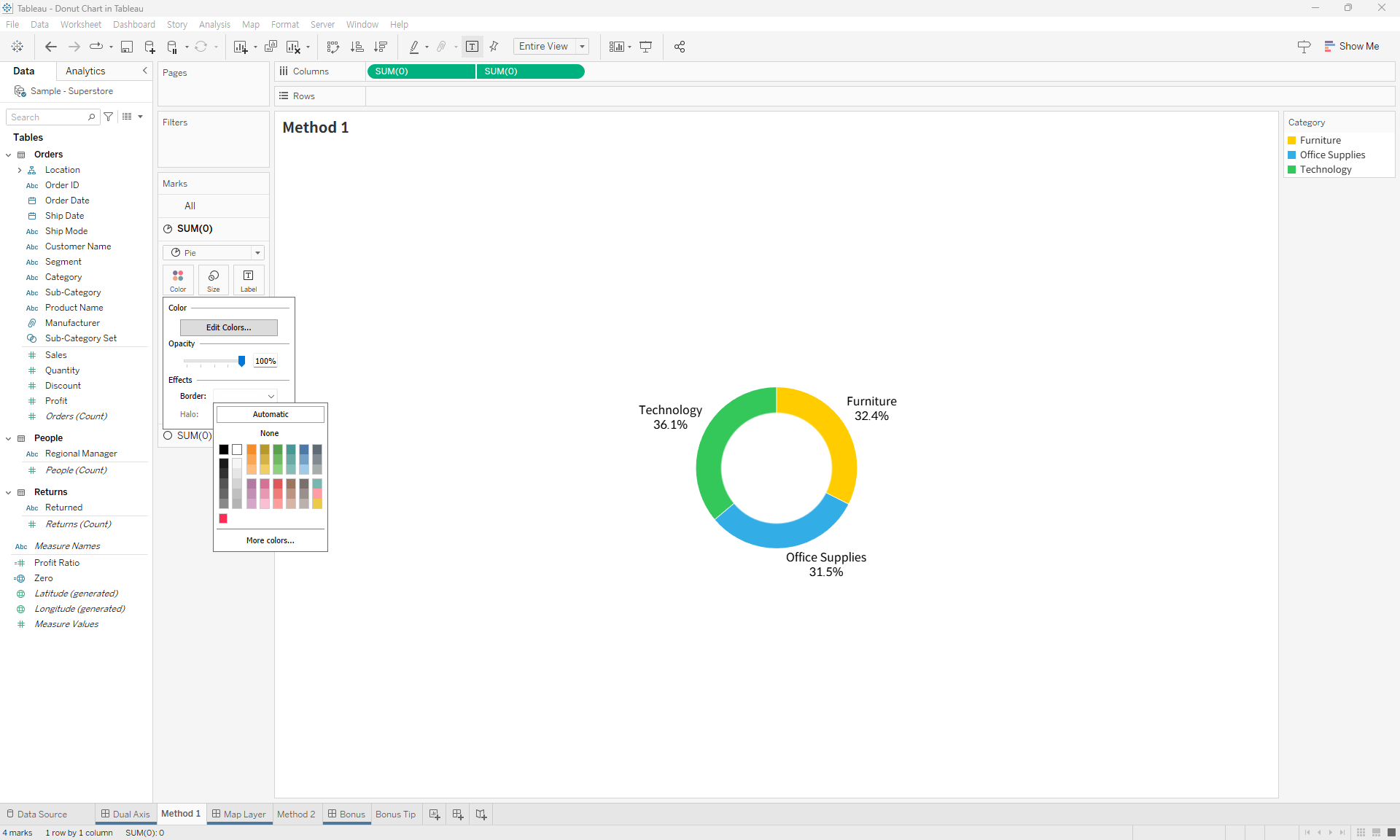 How to Create Donut Chart in Tableau