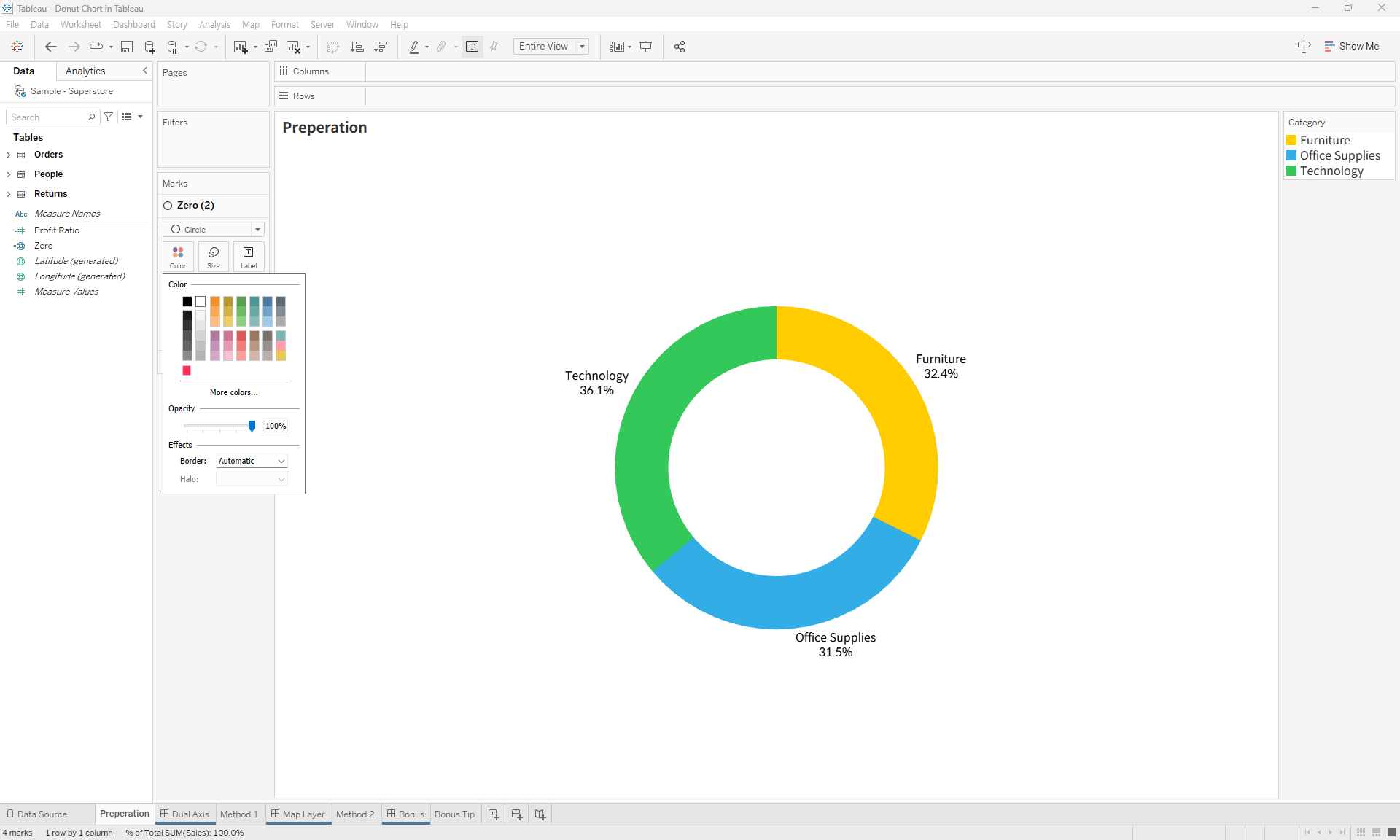 How to Create Donut Chart in Tableau