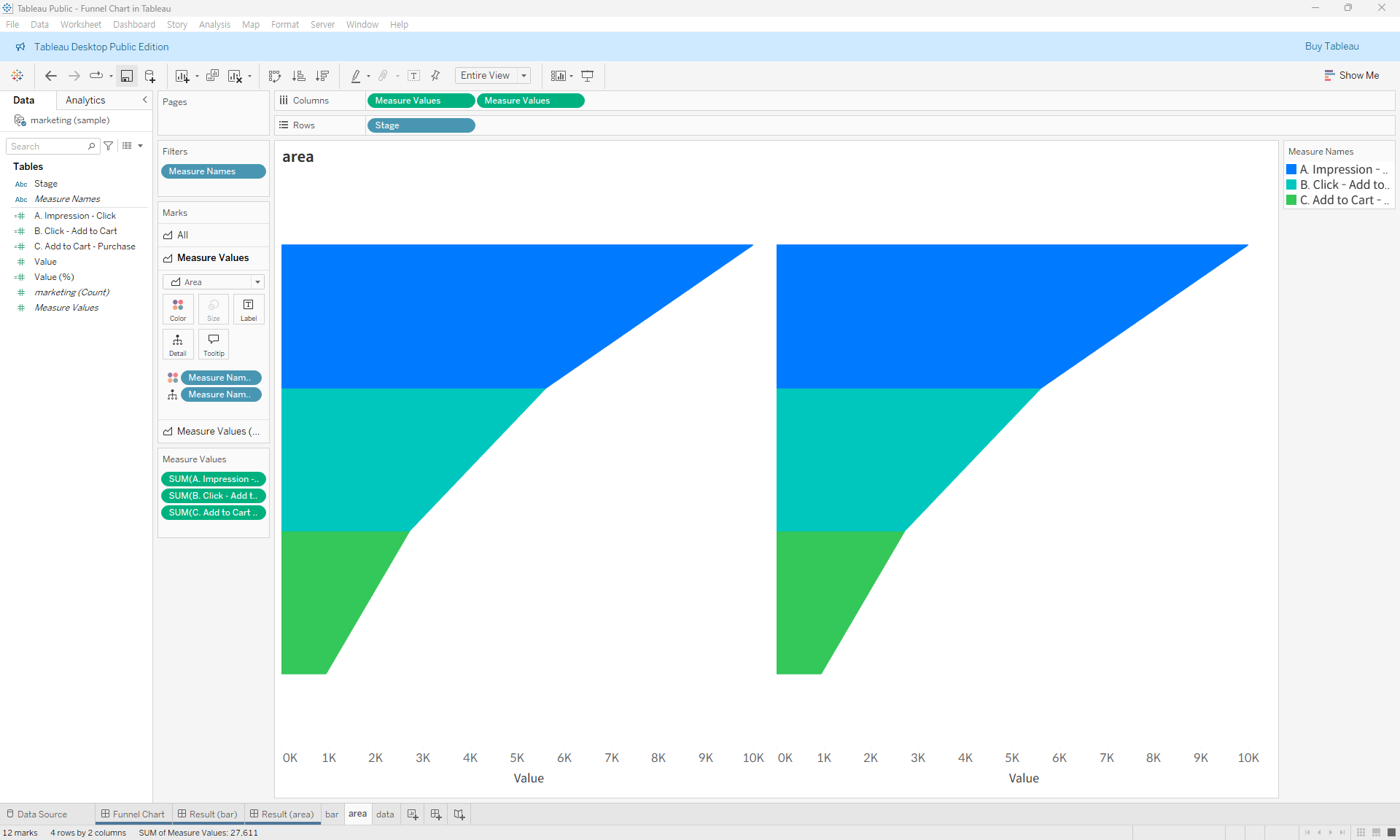 How to Create Funnel Chart in Tableau