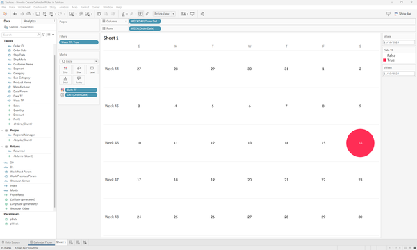 How to Create Calendar Picker in Tableau